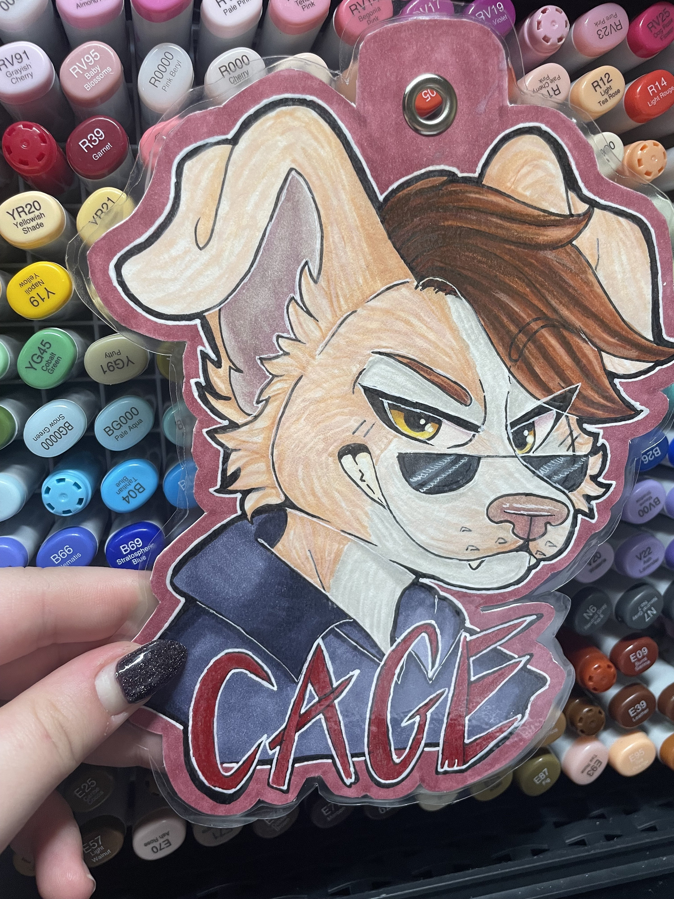 Custom Fursona Badge for Furry Conventions, Laminated Badge, Copic ...