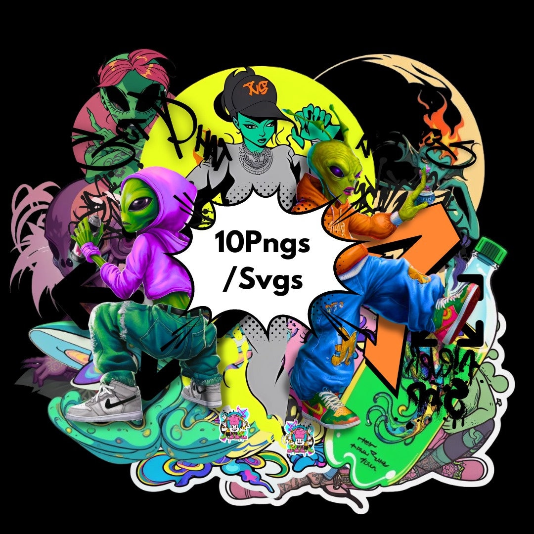 Alien Street Art PNG Clipart Bundle , Transparent Background Pngs for ...