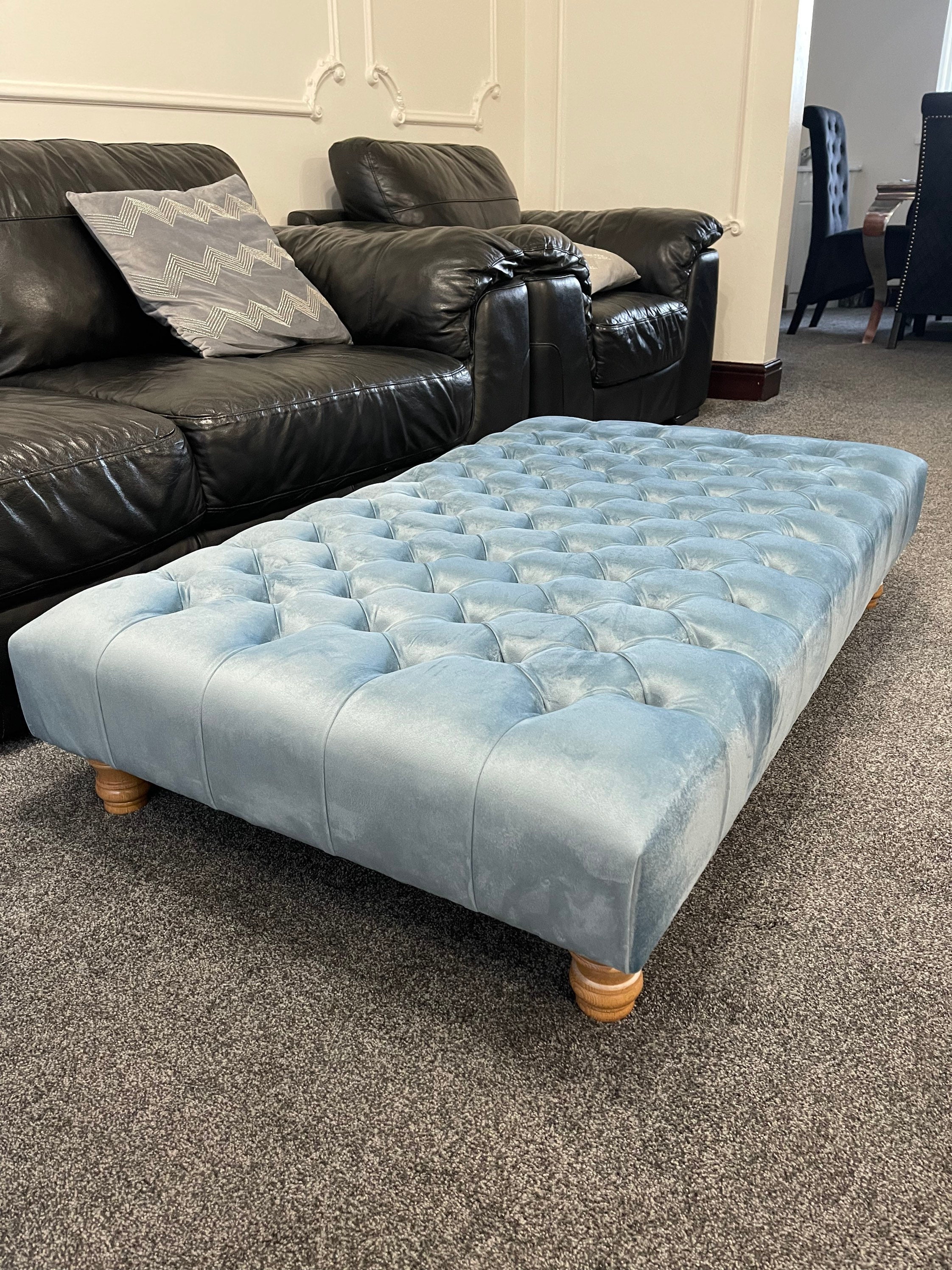 Extra Large 4FT ,48” Handmade Chesterfield Footstool Coffee Table in ...