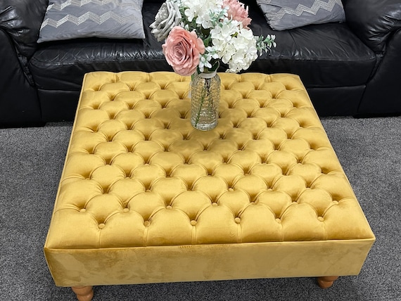 Yellow chesterfield footstool store