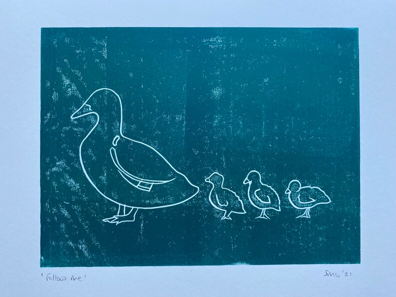 Follow Me Linocut Print - Etsy