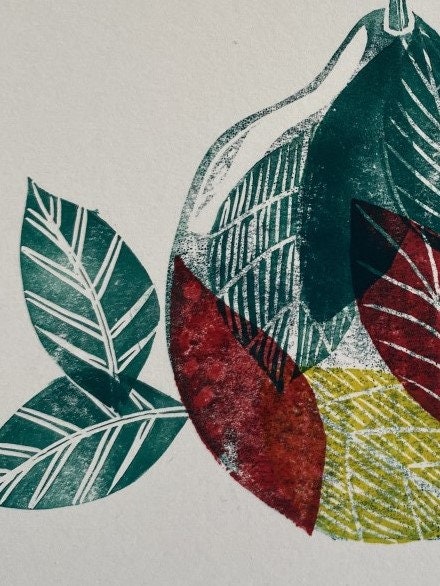 Pear Original Lino Print - Etsy