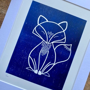 Fox Lino Print - Etsy