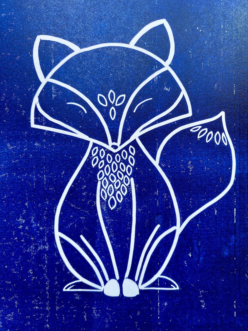 Fox Lino Print - Etsy