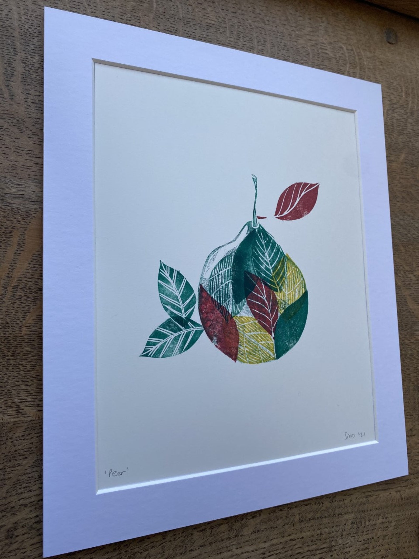 Pear Original Lino Print - Etsy