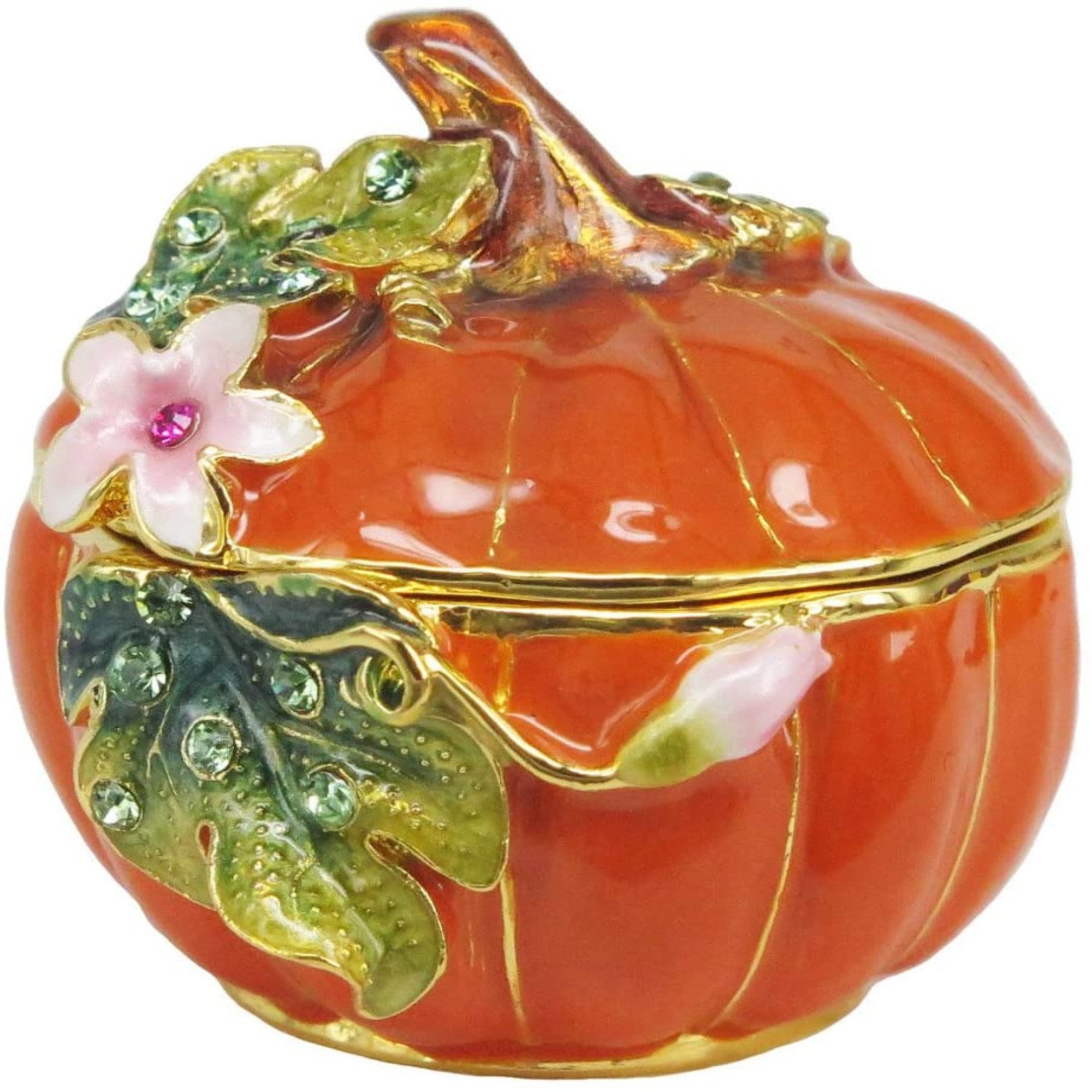 Pumpkin Shaped Jeweled Trinket Box With a Mini Flower | Etsy