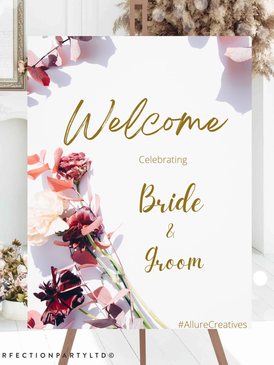White Floral Welcome Sign Template - Etsy