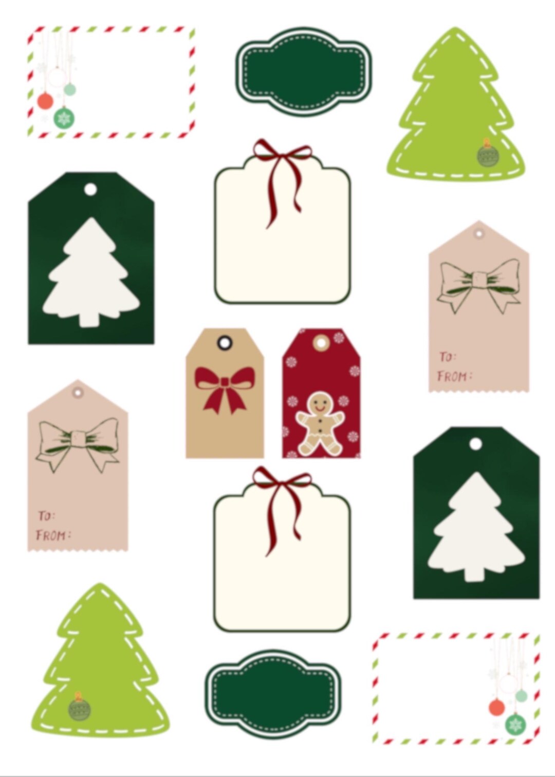 Aesthetic Printable Christmas Tags - Etsy