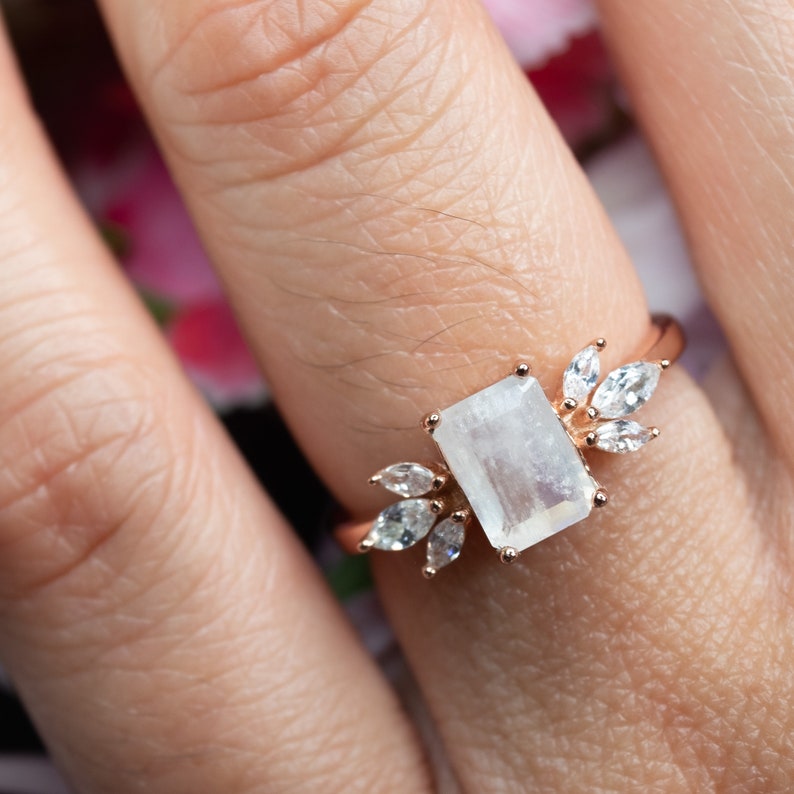 Spirit Moonstone Ring Set Promise Ring Stacking Ring - Etsy