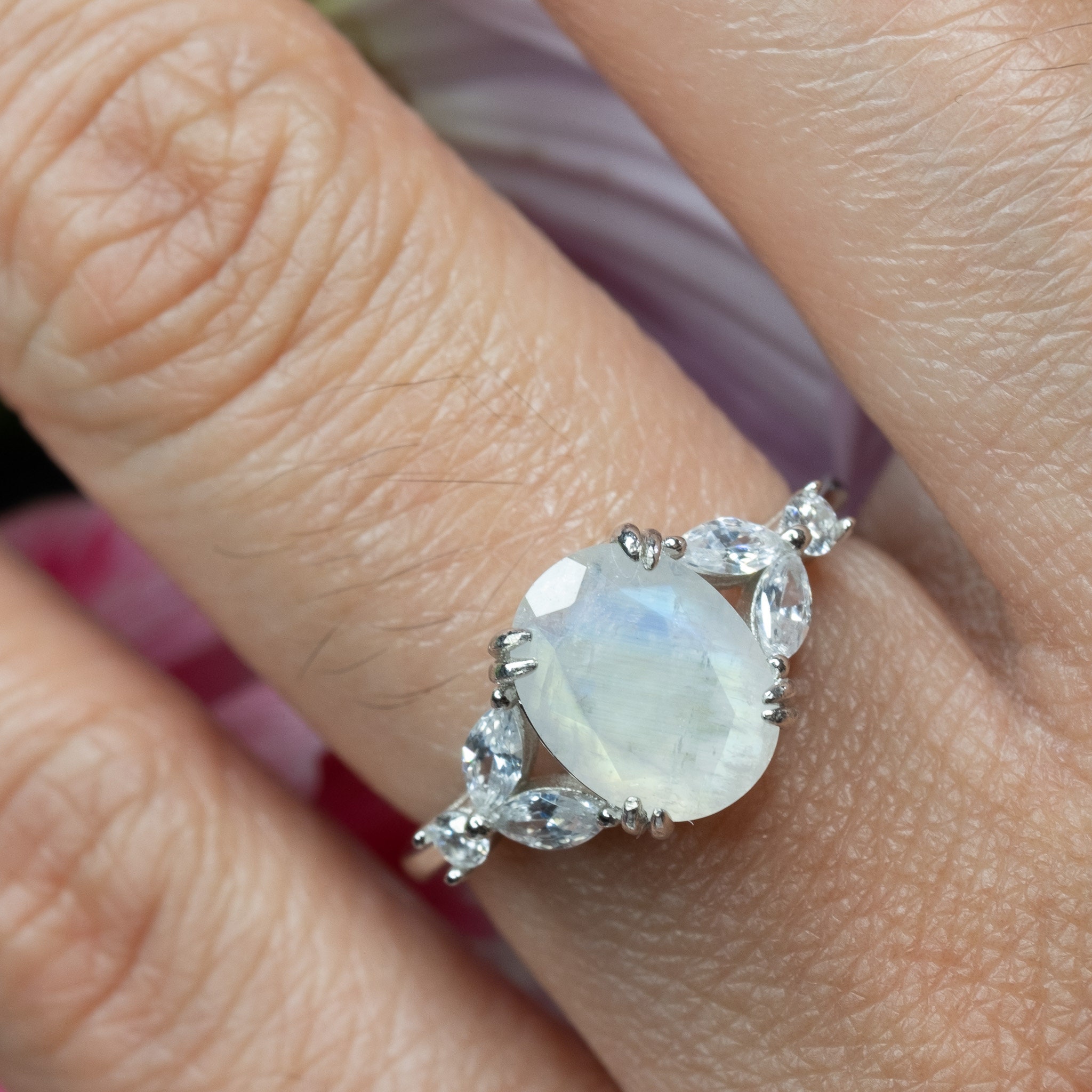 Enchanted Moonstone Ring Promise Ring Simple Ringrainbow - Etsy