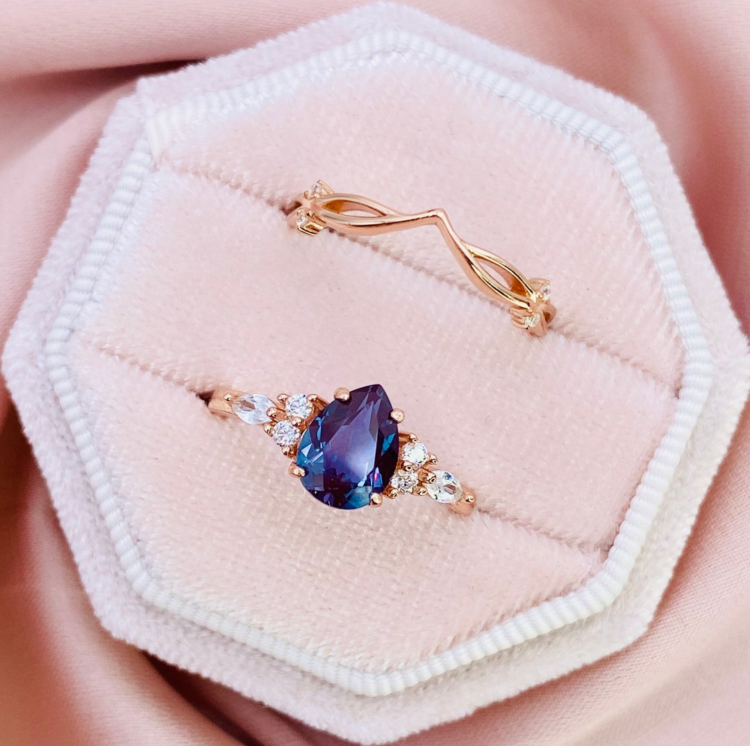 Muse Alexandrite Ring Set, Promise Ring, Stacking Ring, Statement Ring ...