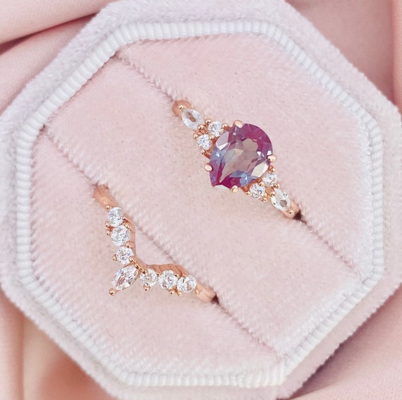 Guidance Alexandrite Ring Set Promise Ring Stacking Ring - Etsy