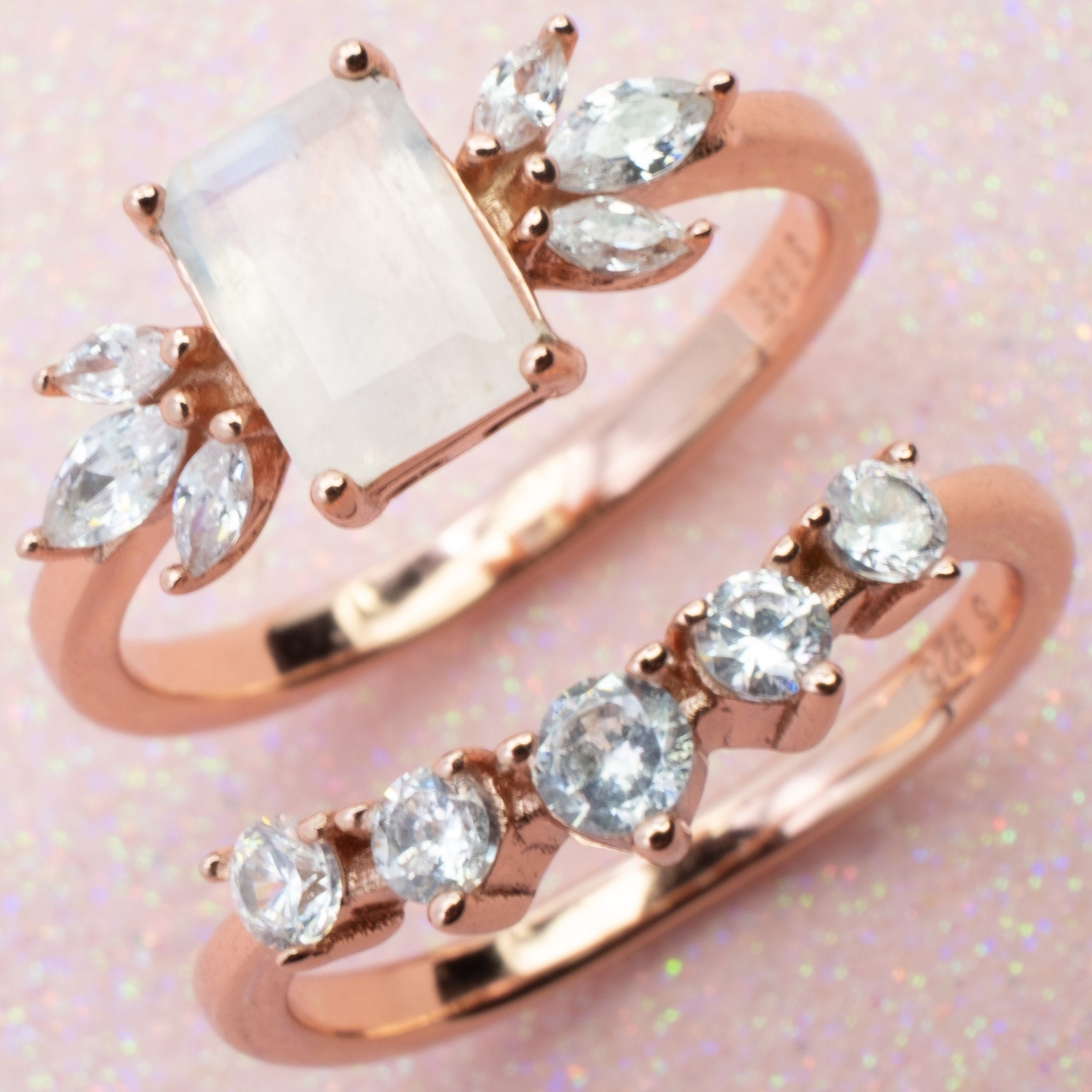 Spirit Moonstone Ring Set Promise Ring Stacking Ring - Etsy