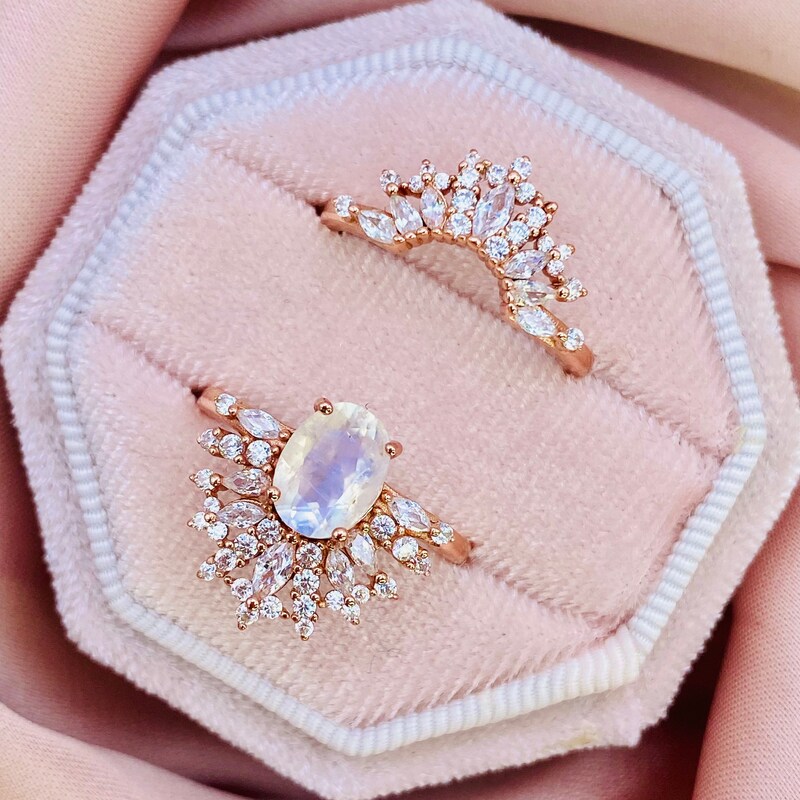 Moonstone Ring Set - Etsy