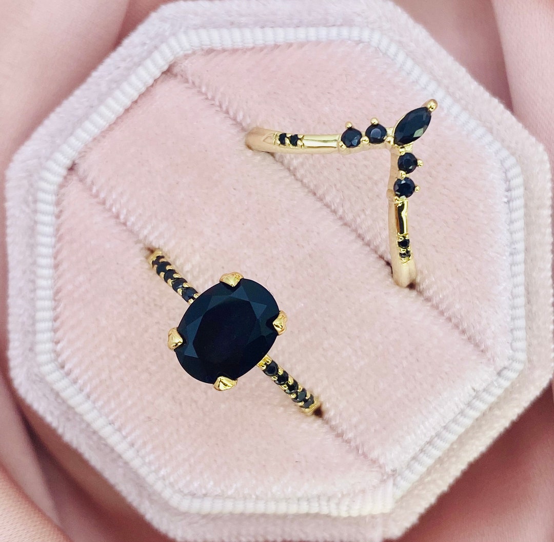 Sincere Black Onyx Ring Set, Simple Ring, Oval Ring, Statement Ring ...