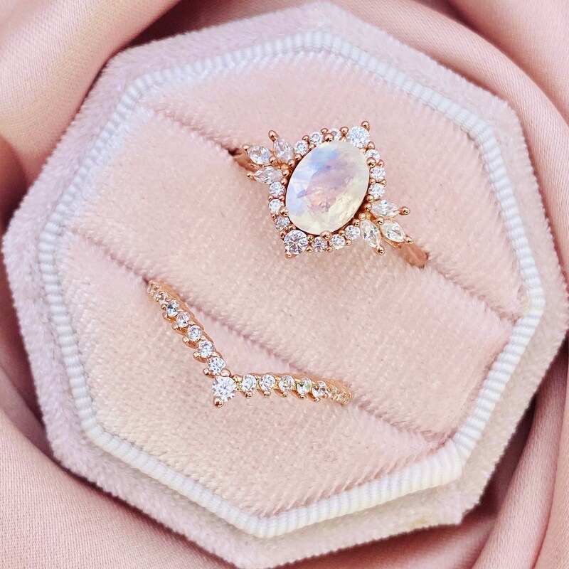 Moonstone Ring Set - Etsy