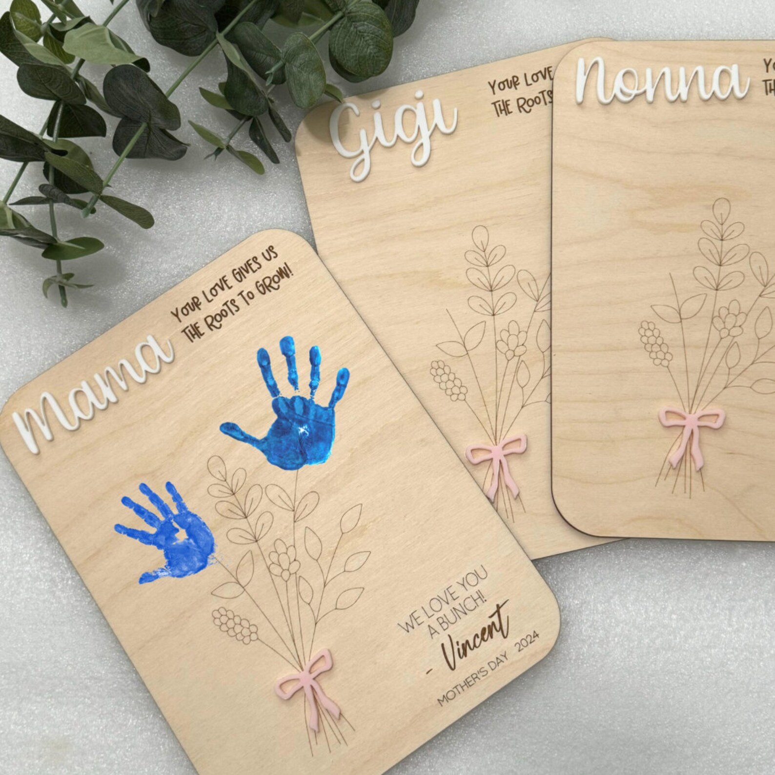 Personalized Gift for Mom, DIY Handprint Mothers Day Flower, Handprint ...