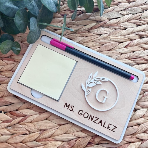 Personalized Post-it Note Holder With Pencil Engraved School - Etsy