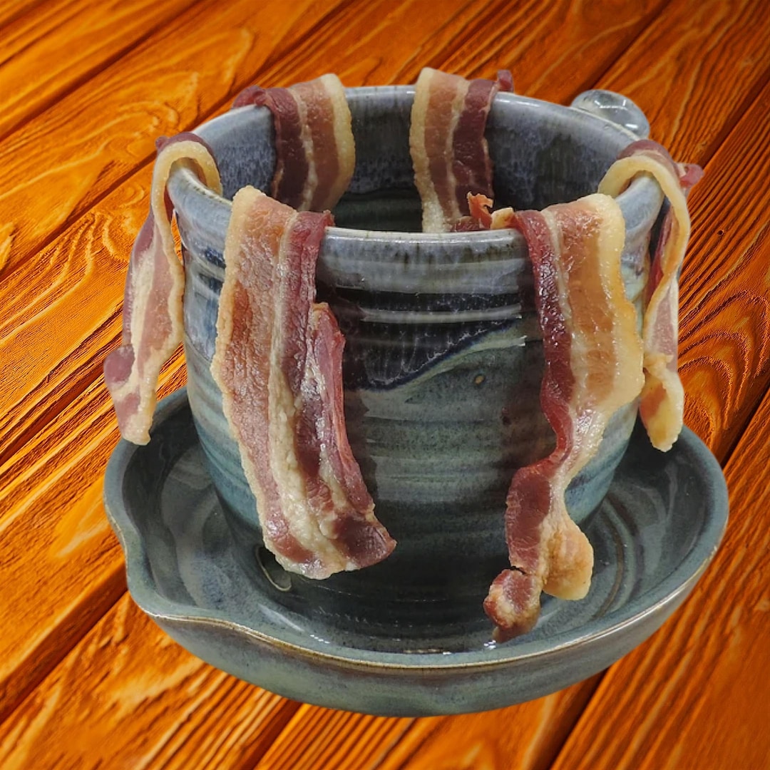 Pottery Bacon Cooker, Handmade Microwave Bacon Cooker Mug, Cermic Bacon ...