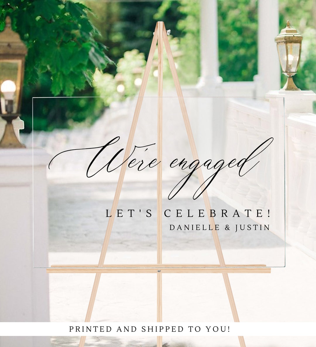 Acrylic Engagement Party Welcome Sign Custom We're Engaged Sign Glass ...