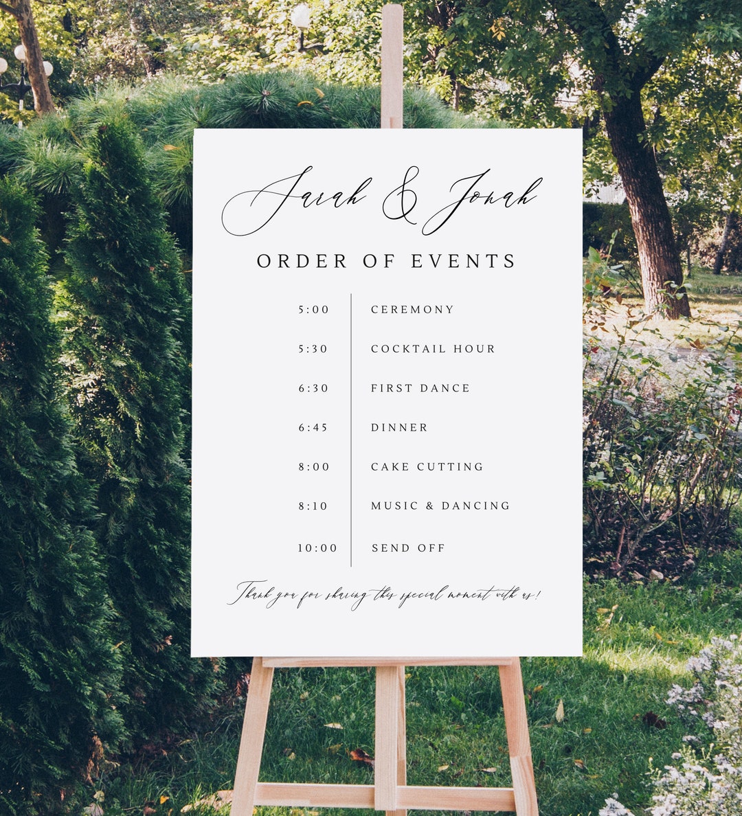 Order of Events Wedding Sign Custom Wedding Sign Welcome Wedding Sign ...