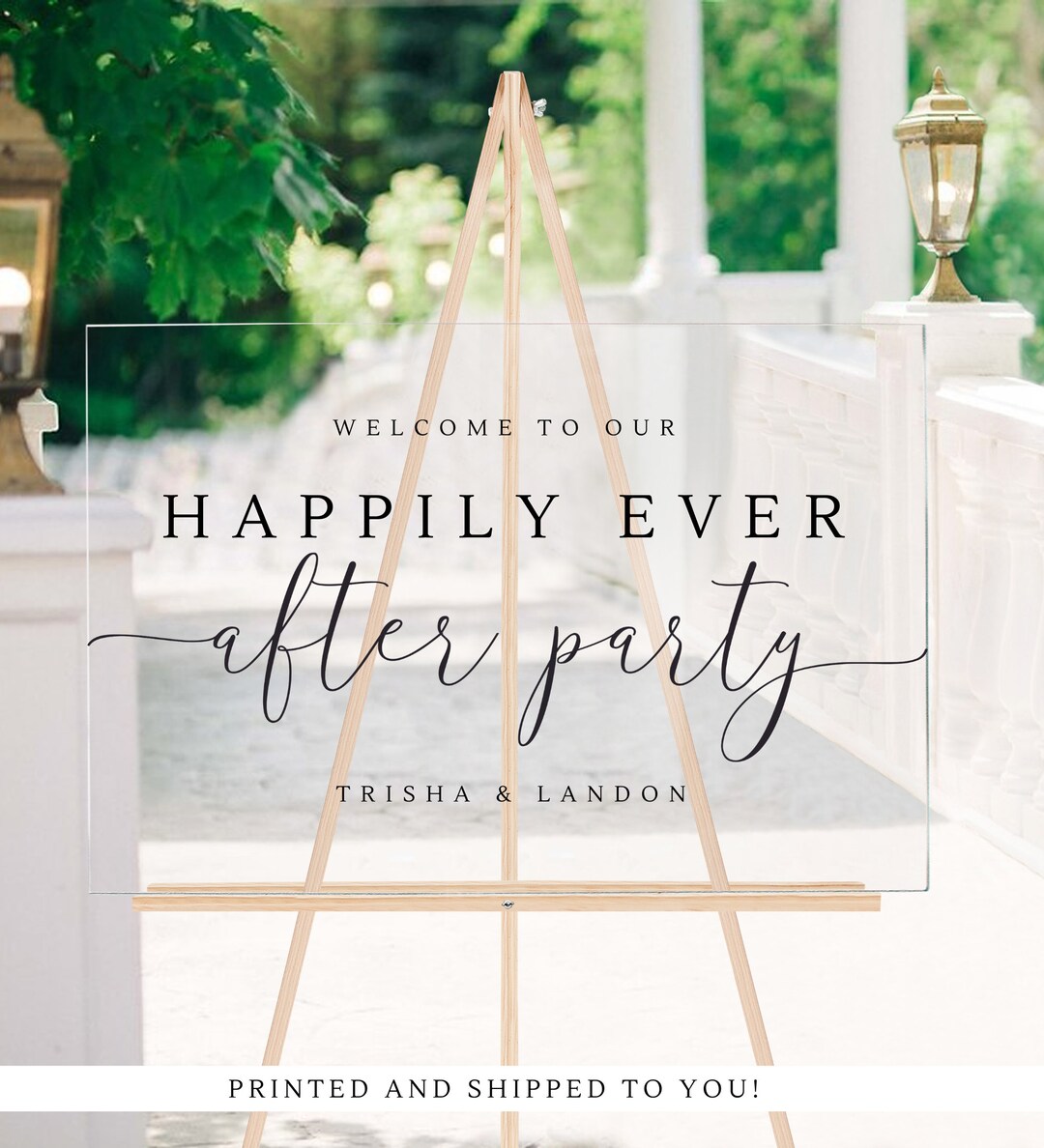 Acrylic Happily Ever After Party Sign Custom Wedding Welcome Sign Glass ...