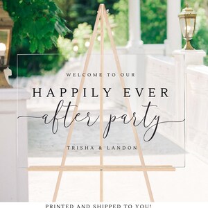 Acrylic Happily Ever After Party Sign Custom Wedding Welcome Sign Glass ...