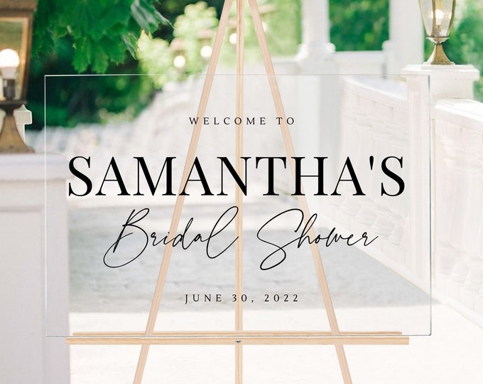 Acrylic Welcome Bridal Shower Sign | Custom Bridal Shower Sign | Glass ...