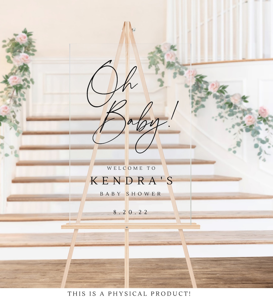 Acrylic Welcome Baby Shower Sign Custom Baby Shower Sign Glass Shower ...