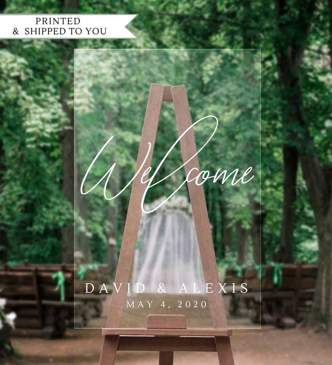 Acrylic Wedding Welcome Sign Custom Wedding Sign Glass Wedding Sign ...