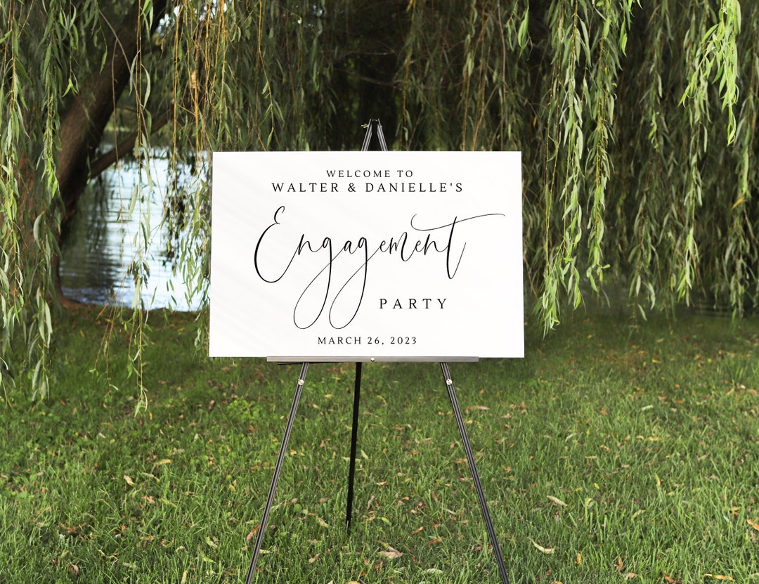 Engagement Party Welcome Acrylic Sign | Painted Glass Welcome Sign ...