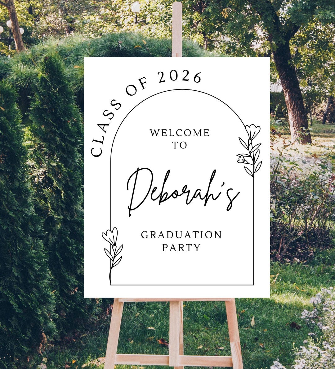 Modern Floral Graduation Party Welcome Sign | Graduation Party Arch ...