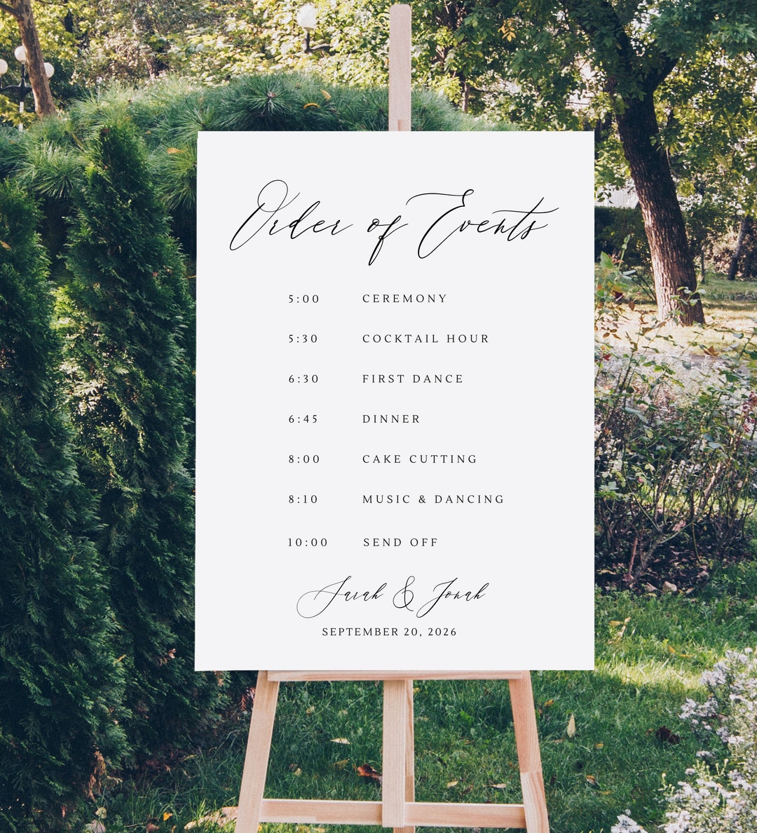 Order of Events Wedding Sign Custom Wedding Schedule Sign Wedding ...
