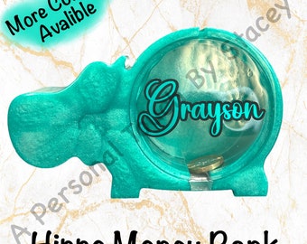 Personalised Baby Hippo Money Box, Piggy Bank for Kids, Coin Bank ...