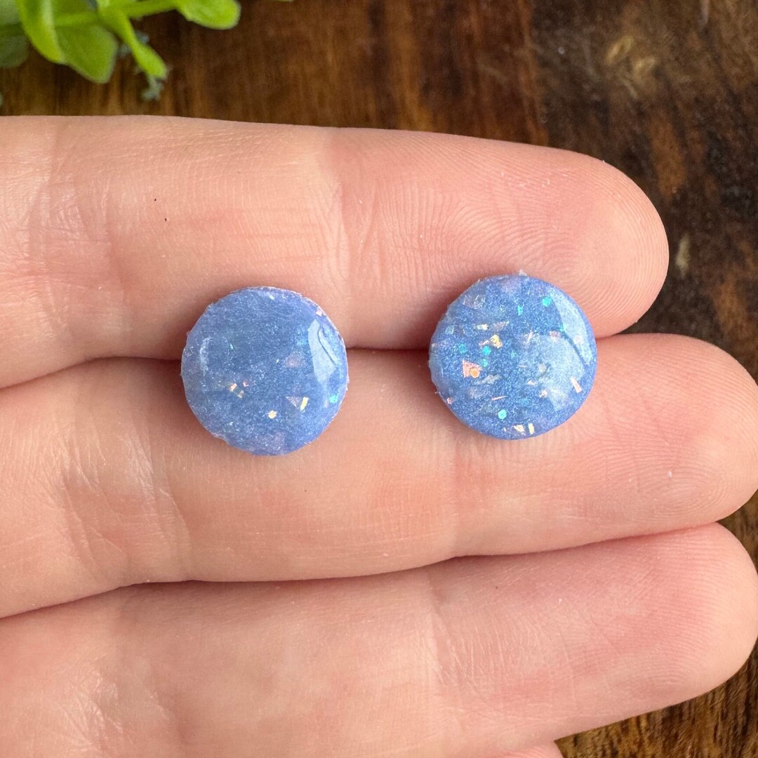 Periwinkle Circle Polymer Clay Stud Earrings Stainless Steel - Etsy