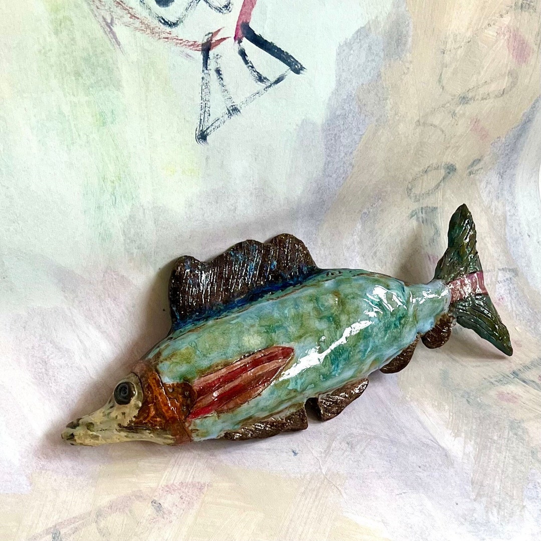 Garden Fish as a Garden Stake, Pike in Turquoise, as a Stick Figure ...