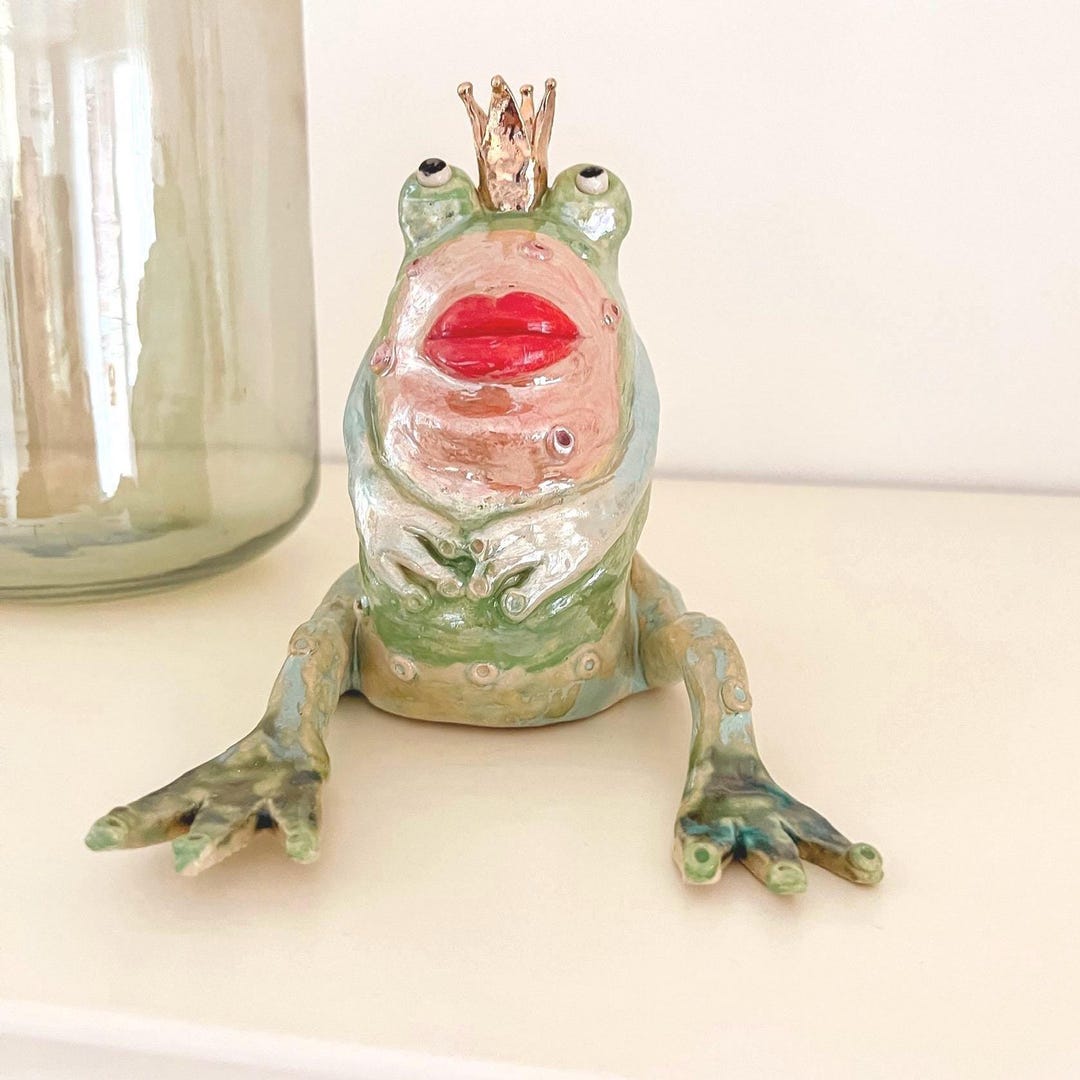 Charming Frog Prince, Ceramic Unique Piece, Ceramic Jewelry for Fairy ...