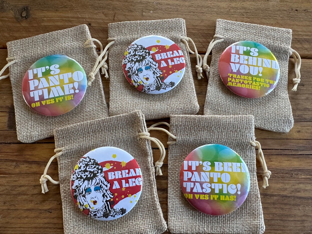 FIVE Pantomime Theatrical Quote Button Badges 58mm. All in Their Own ...