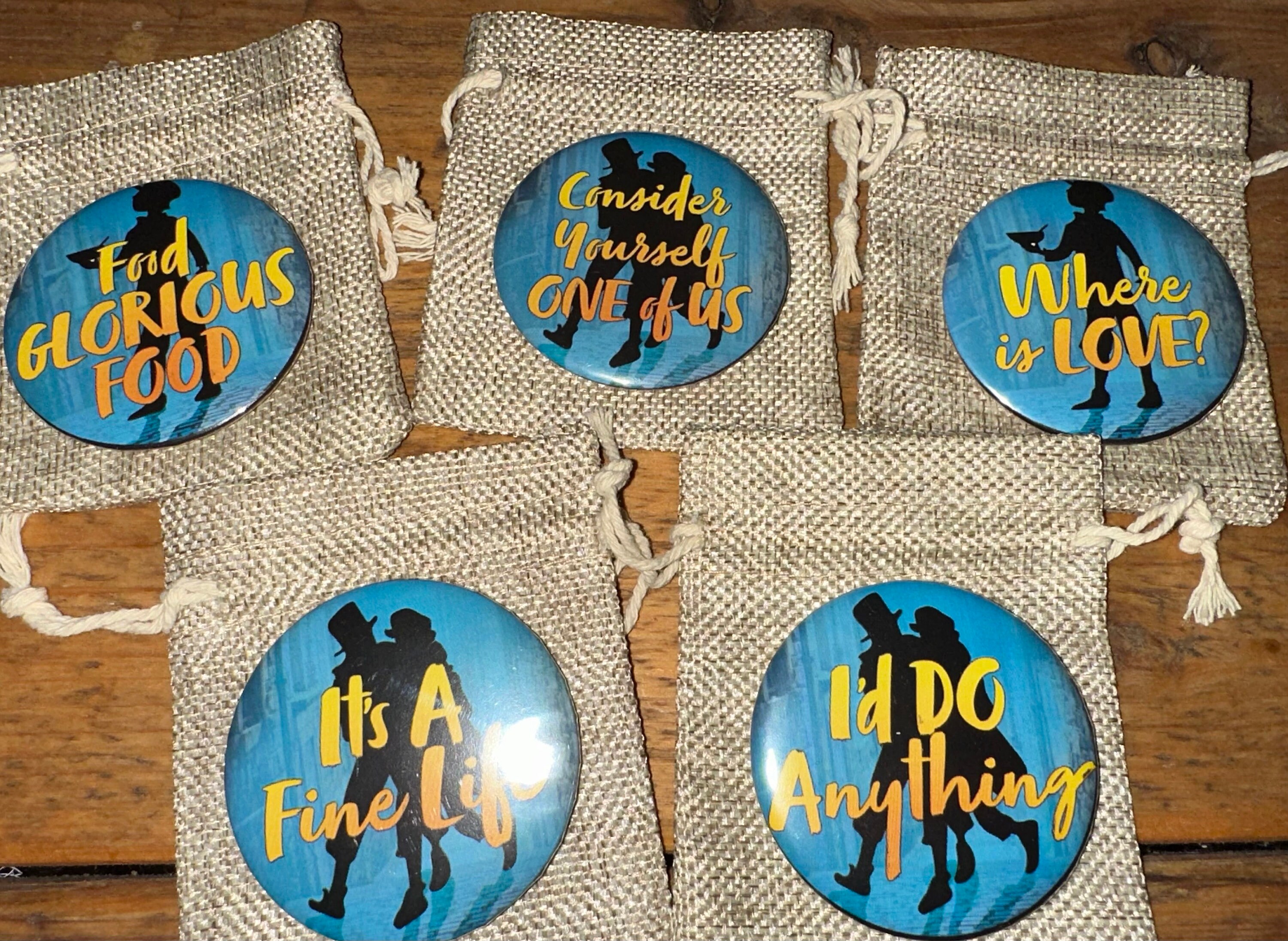 Ten Theatrical Quote Button Badges 58mm Matilda, Mary Poppins, Oliver ...