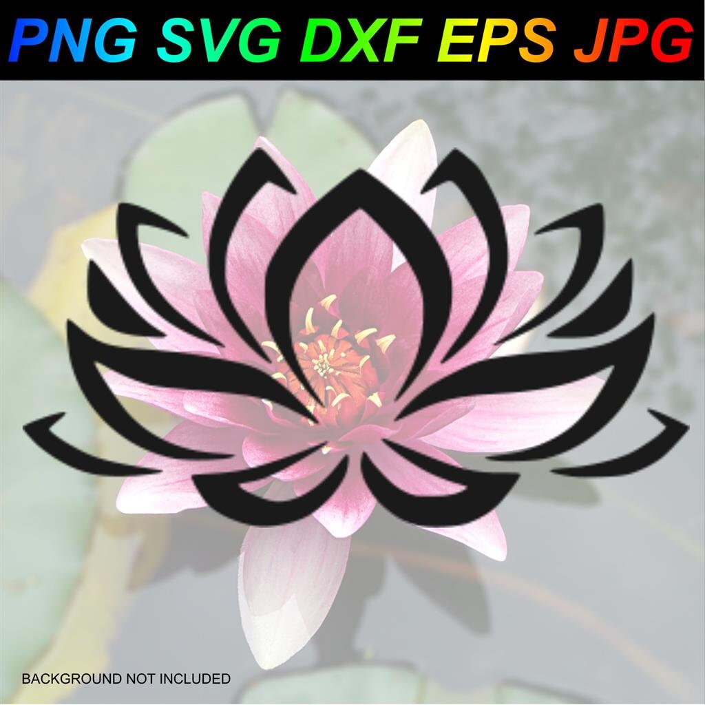 Flor de loto PNG SVG DXF Eps Jpg | Etsy