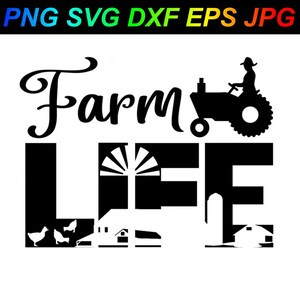 Farm Life Farmer Tractor PNG SVG DXF Eps Jpg - Etsy