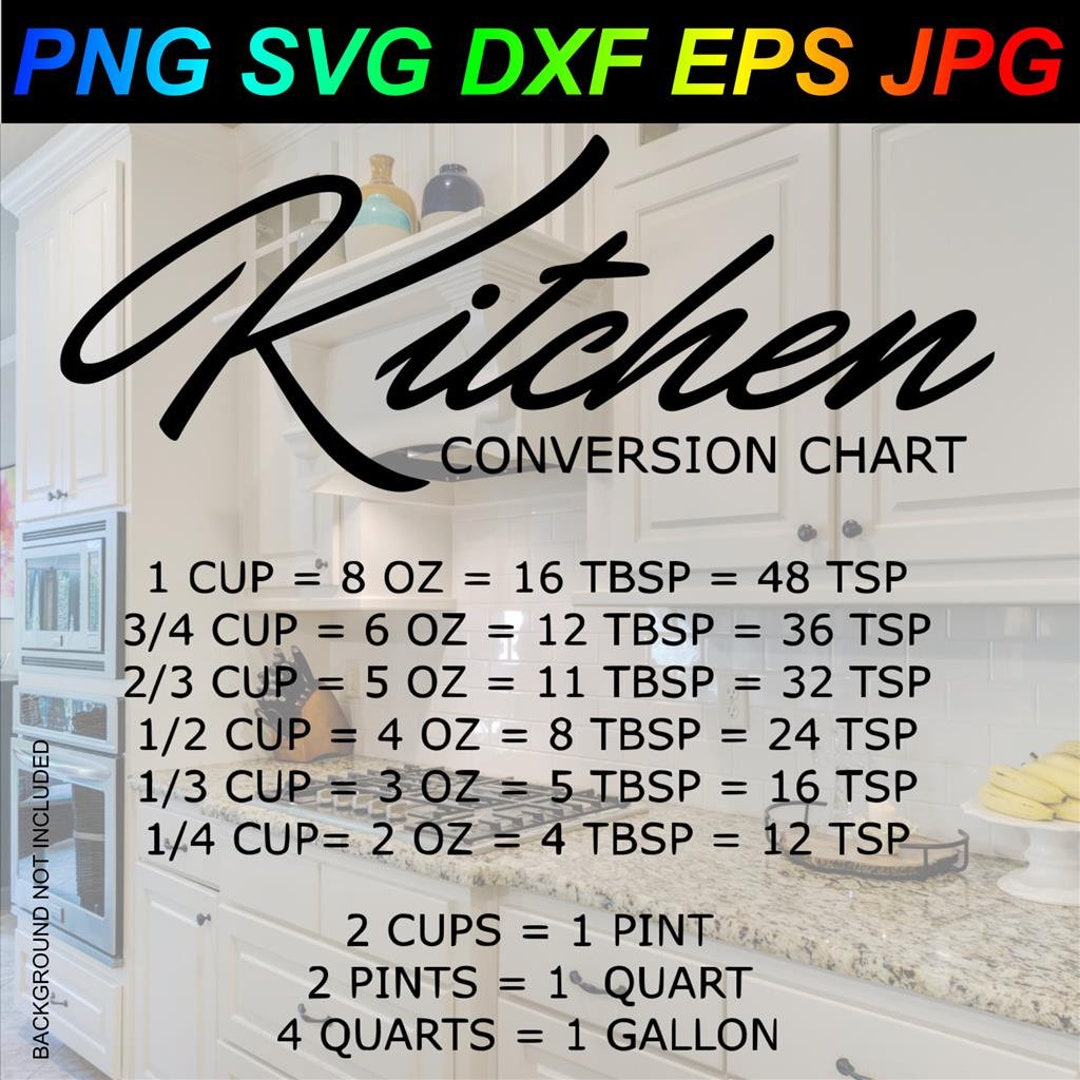 Kitchen Conversion Chart Measurements Cook Cooking PNG SVG DXF Eps Jpg ...
