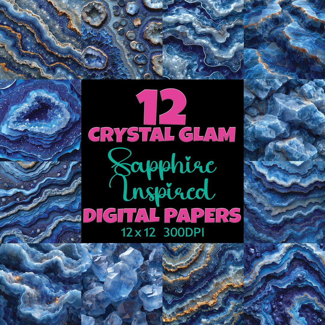 Sapphire Crystal Digital Paper Background - Etsy