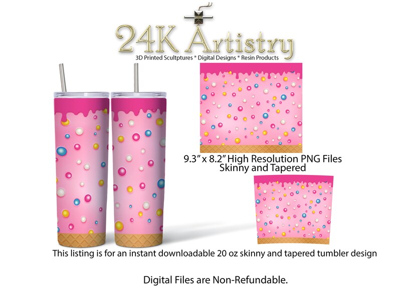 Candy Themed Dots Cone With and Without Drip 5 DESIGN OPTIONS 20 Oz ...