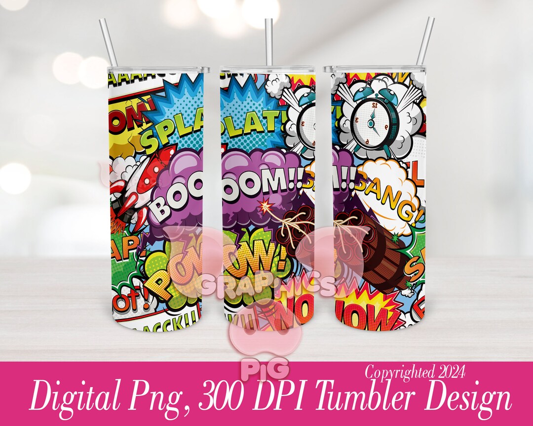 Comic Book Sayings Seamless Pattern Tumbler Digital PNG, Comic Print - Etsy