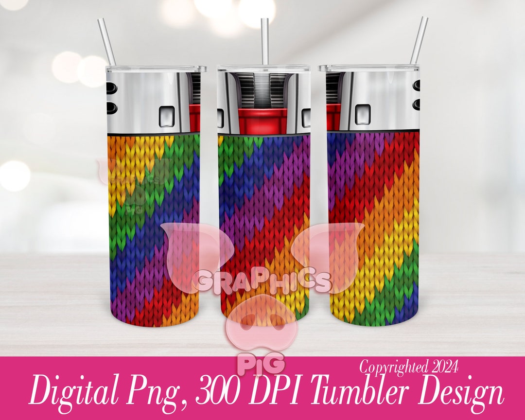 Rainbow Knit Lighter Tumbler Digital PNG With and Without Labels ...
