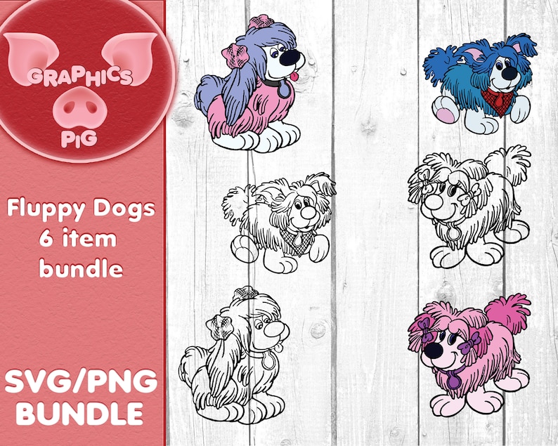 Fluppy Dogs Svg Bundle, 6 Fluppy Dogs Graphics, Fuppy Dogs PNG, Fluppy ...