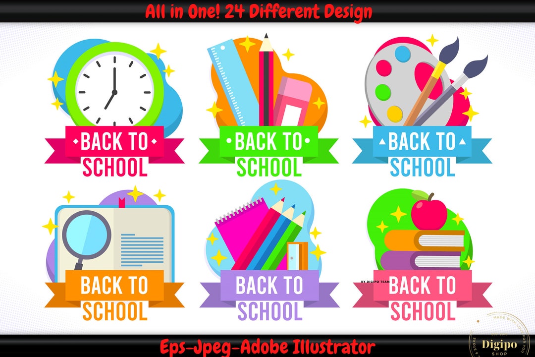 Back to School Label, School Labels, Badges Sets, First Day of School ...