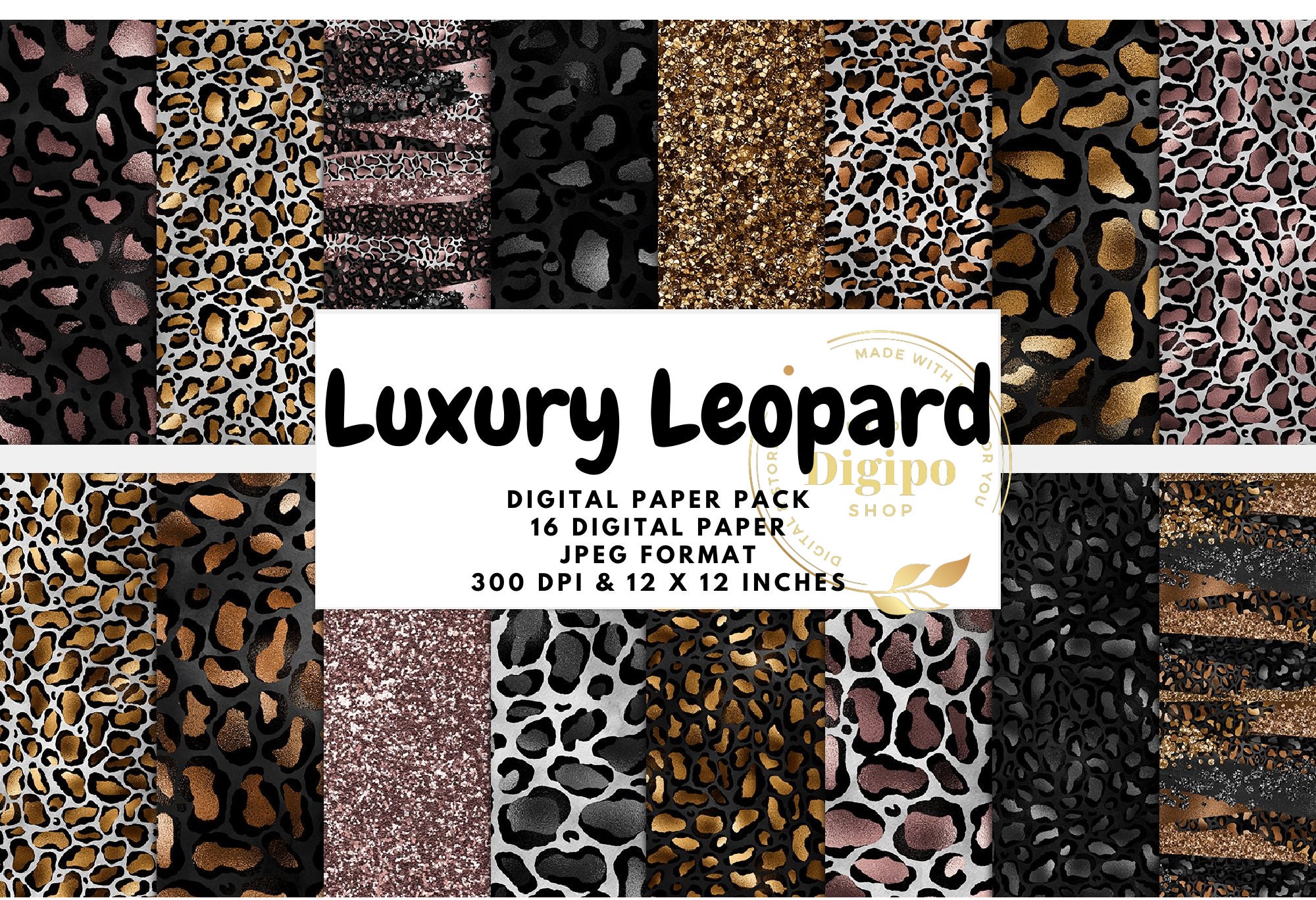 Leopard Print Digital Paper Leopard Background Scrapbook | Etsy