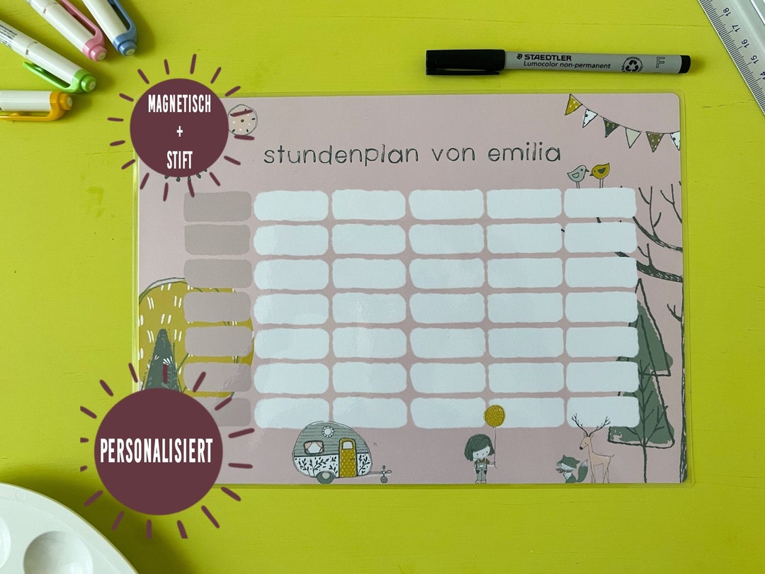 Wipeable Timetable, Personalized & Magnetic Timetable for Fridge ...